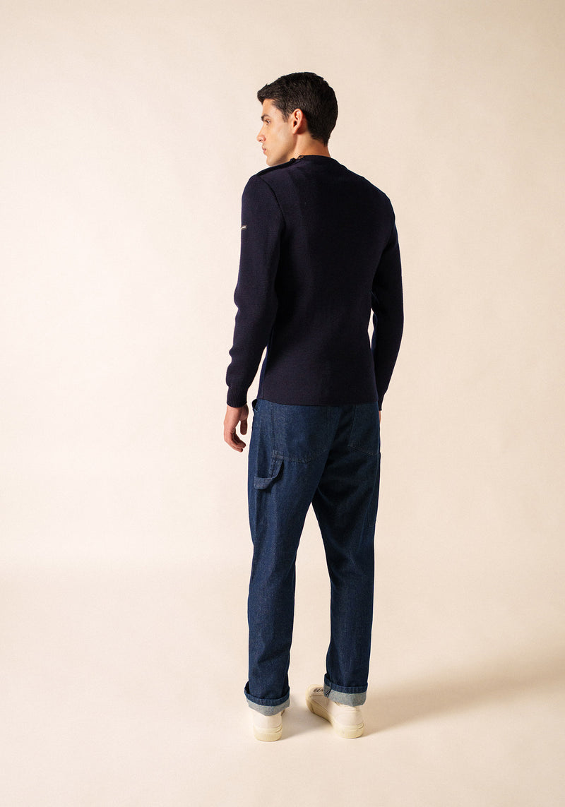 Pull marin uni Matelot coupe ajustée, en pure laine vierge | SAINT ...