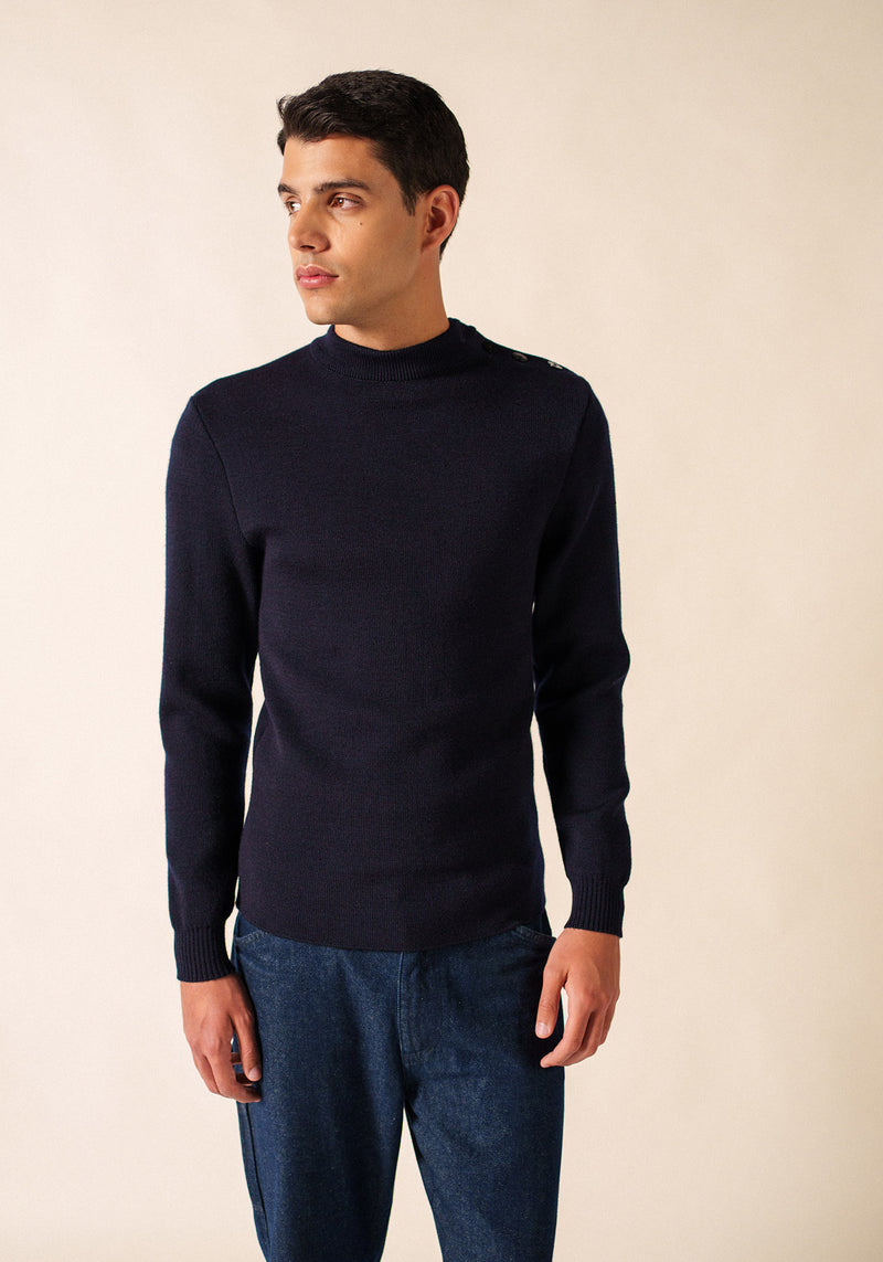 Pull marin uni Matelot coupe ajustée, en pure laine vierge | SAINT ...