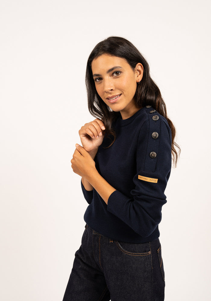 Pull marin en laine Mérinos Transmission SAINT JAMES x Atelier Tuffery ...